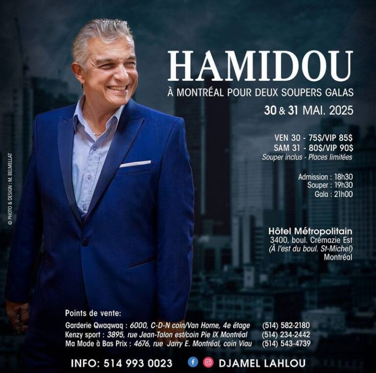 30 et 31 mai 2025. Le chanteur Hamidou en concert à Montréal – L ...